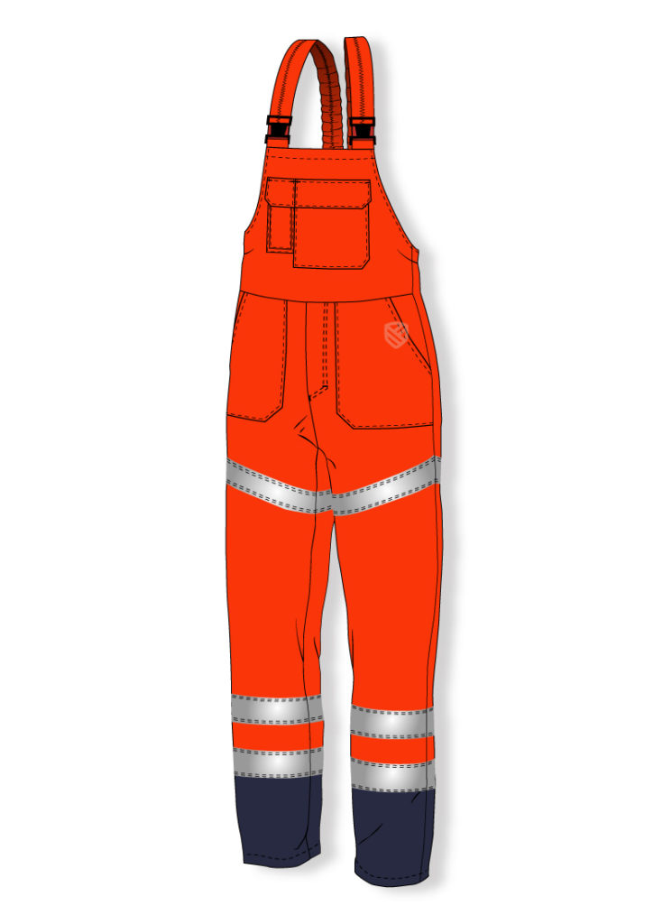 High visibility padded bib and brace trousers k-121-07 - Padded bib and ...
